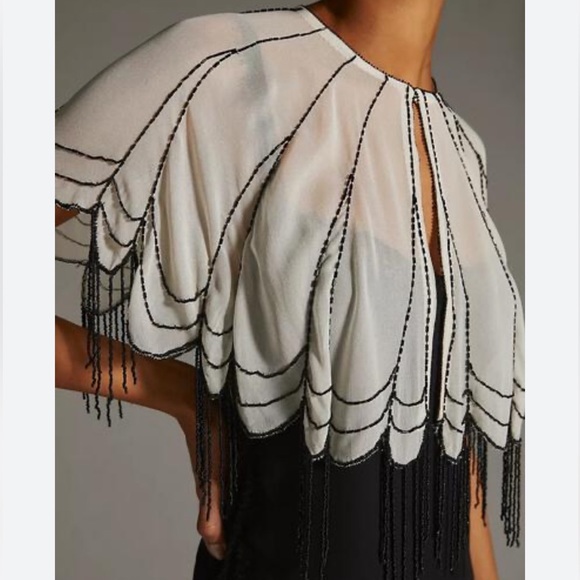 Anthropologie | Tops | Maeve X Anthropologie Scalloped Fringebeaded Os ...